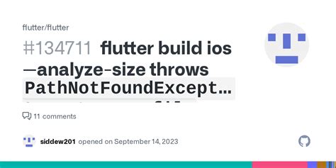 Flutter Build Ios Analyze Size Throws `pathnotfoundexception Cannot