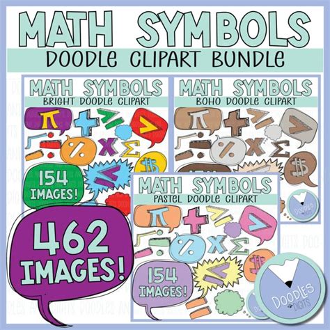 Math Symbols Clip Art Math Signs Clipart Doodle Clipart Bundle