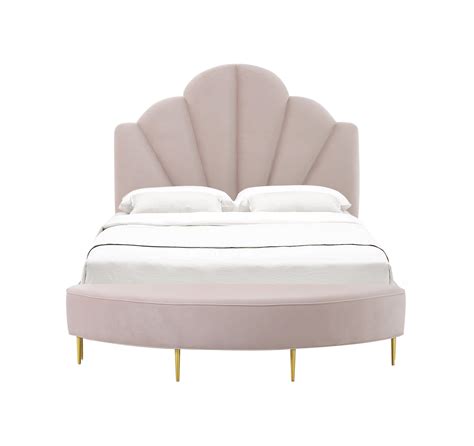 Bianca Blush Velvet Bed In Queen Midcentury Platform Beds By