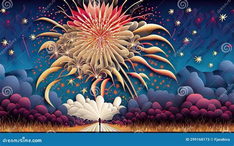 Illustrated Colorful Fireworks Stock Illustration Illustration Of