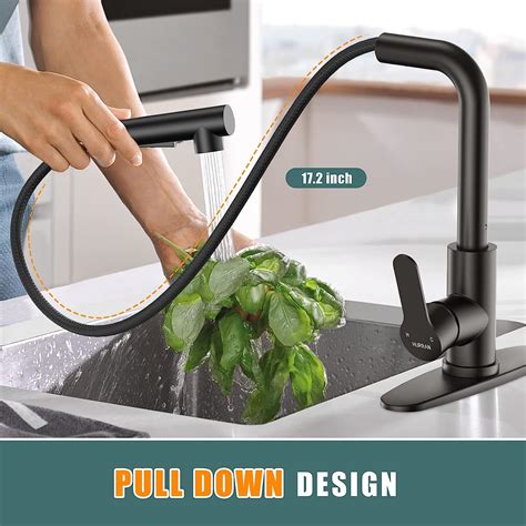 Hurran Brushed Nickel Kitchen Faucet With Pull Down Sprayer Kitchen