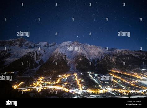 Sea Of Clouds Lit By The Arve Valley By Night And Milky Way Facing