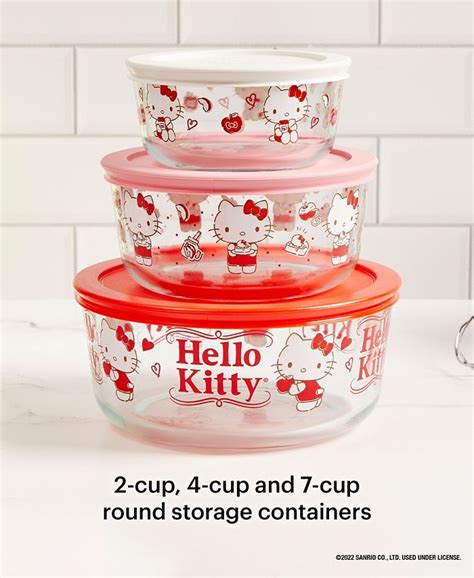 Pyrex 6 Piece Glass Storage Set Hello Kitty Macys