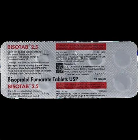 Bisotab 25 Tablets Bisoprolol Tablets At Rs 500stripe In Surat Id