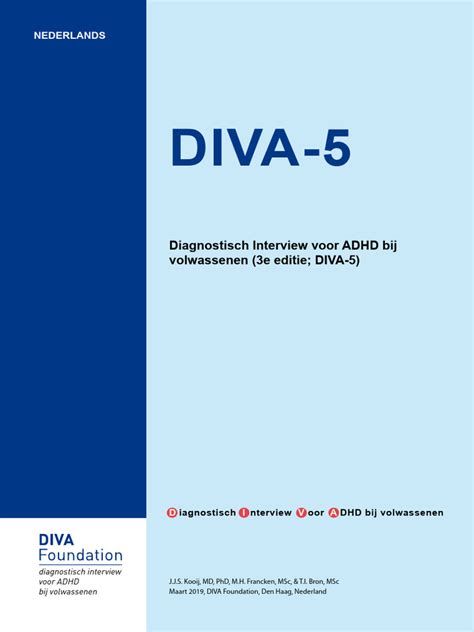 Diva 5 Diagnostisch Interview Voor Adhd Bij Volwassenen 3e Editie Diva