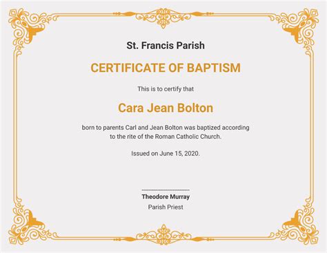 Free Episcopal Baptism Certificate Template To Edit Online