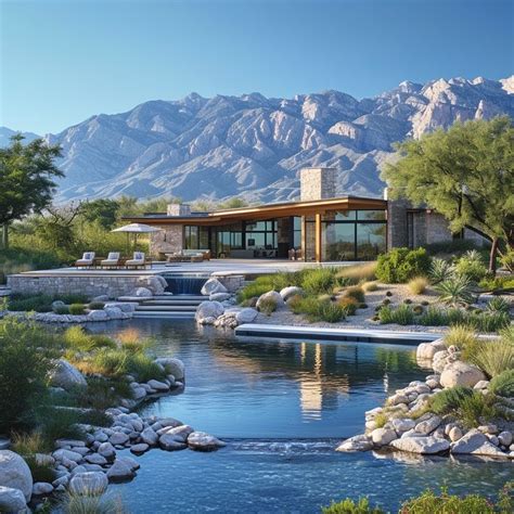 Tucson Backyard With Pond And Waterfall Arizona Landscape