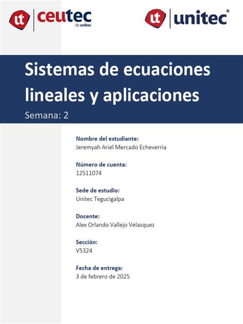 Sistemas De Ecuaciones Lineales Y Aplicaciones Pdf