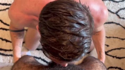 Super Hairy Muscle Bear Feeds Cock Sucker His Load