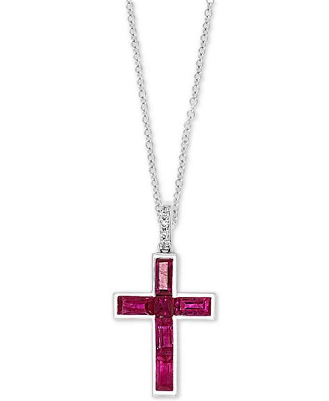 Effy Collection Effy® Ruby 34 Ct Tw And Diamond Accent Cross 18