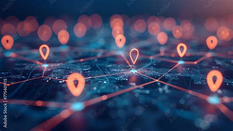 A Digital Map Featuring Interconnected Location Pins Symbolizing