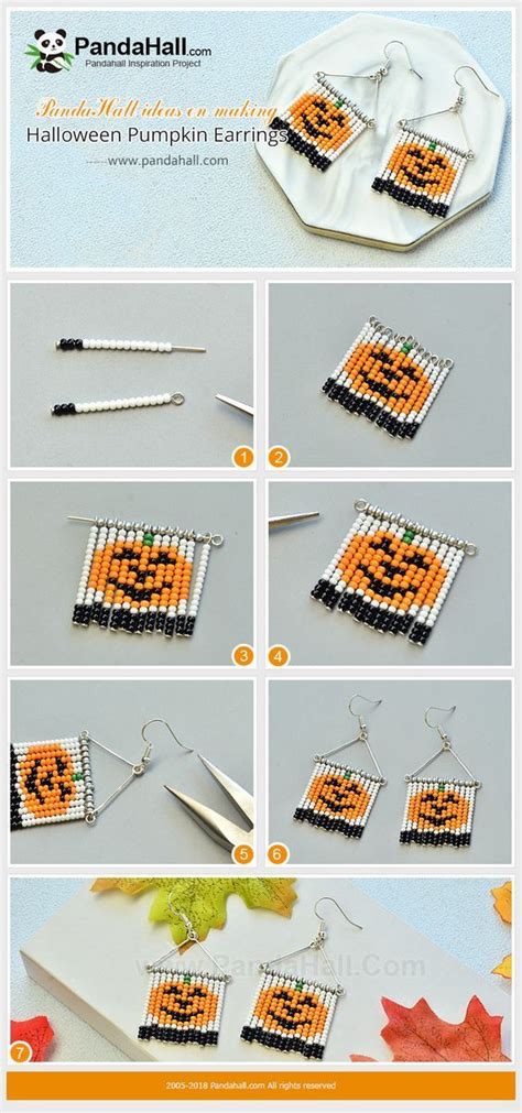 Halloween Pumpkin Earrings Diy Idea Semences Bijoux De Perles Bijoux