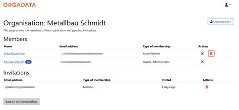 Members Orgadata Online Help System