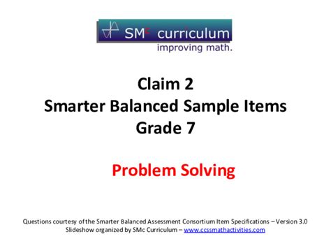 Smarter Balanced Sample Items 7th Grade Math Claim 2 Assessment For