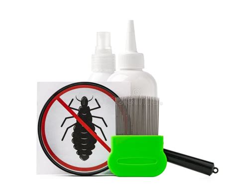 Cosmetic Products And Lice Comb Isolated On White Background Stock