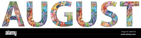 Hand Painted Art Design Hand Drawn Illustration Word August For T