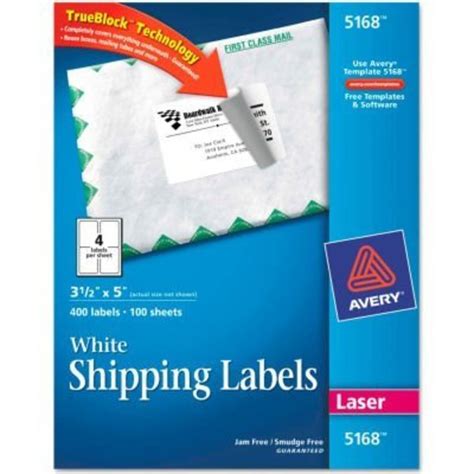 Avery Shipping Labels With Trueblock Technology 3 12 X 5 White 400