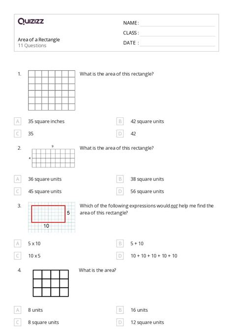 50 Area Of A Rectangle Worksheets For 3rd Class On Quizizz Free