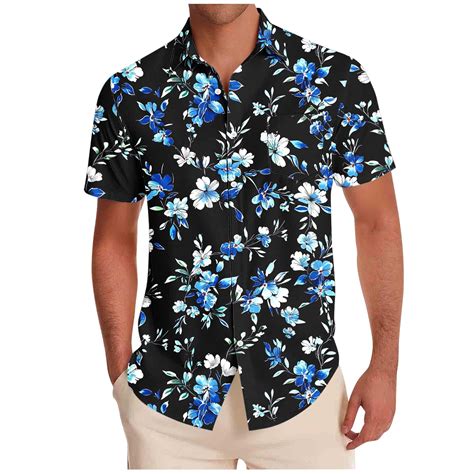 Apexfwdt Mens Bigandtall Hawaiian Shirt Tropical Floral Print Casual