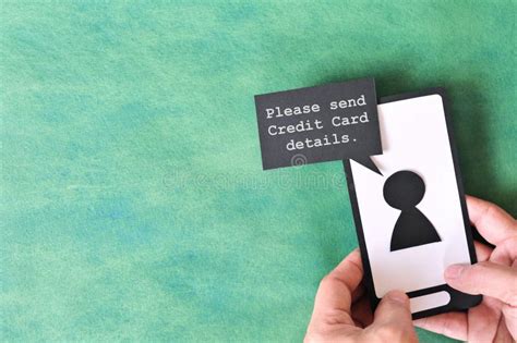 Send Credit Card Bank Details Text Message Smishing Scam Concept Hand Holding Phone With