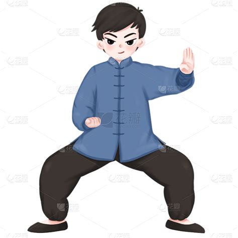 手绘 武术动作运动人物插画7