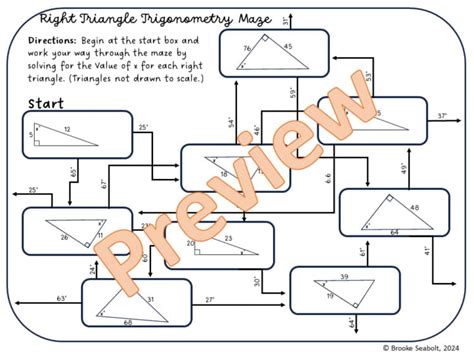 Right Triangle Trigonometry Soh Cah Toa Find Missing Angle Maze Activity