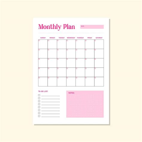 Pink Monthly Planner Vector Template 11395065 Vector Art At Vecteezy