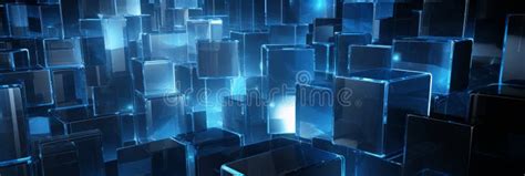 Abstract Blue Cubes Digital Art Background Stock Illustration