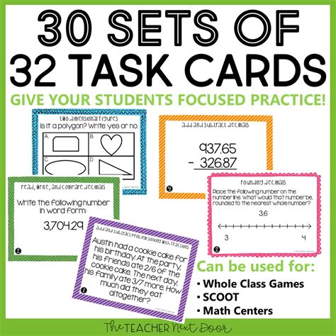 5th Grade Math Task Cards Mega Bundle 5th Grade Math Centers The Teacher Next Door