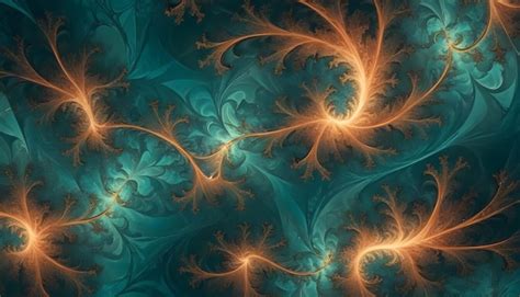 An Abstract Design With Swirling Orange Tendrils On A Teal Background Premium Ai Generated Vector