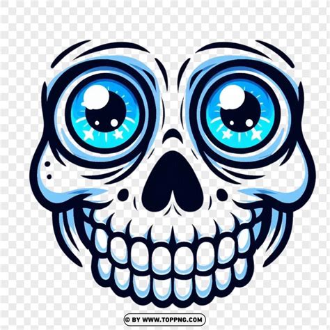 Roblox Avatar Face With Blue Eyes With A Skull Nose And A Toothy Grin Toppng