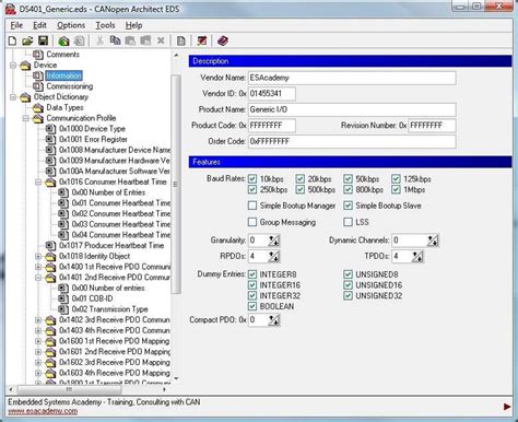 Canopen Architect Eds Canopen Electronic Datasheet Creation And