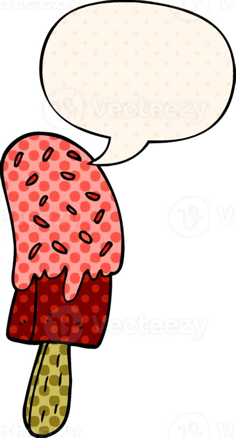 Cartoon Eis Am Stiel Und Sprechblase Im Comic Stil 45294418 Png