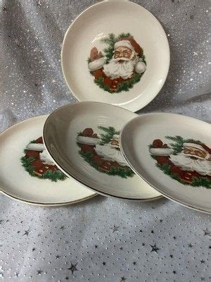 4 Four 1950s 9 14 Vintage Christmas Santa Claus Plates Porcelain