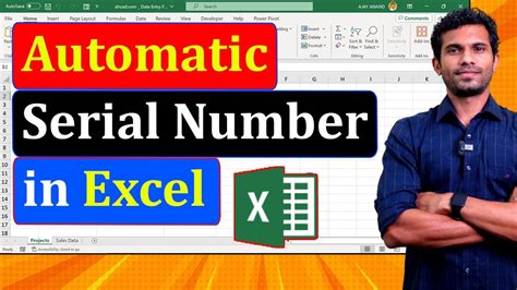 Automatic Serial Number In Excel Youtube