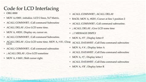 lcd interfacing with microprocessor 8051 pptx