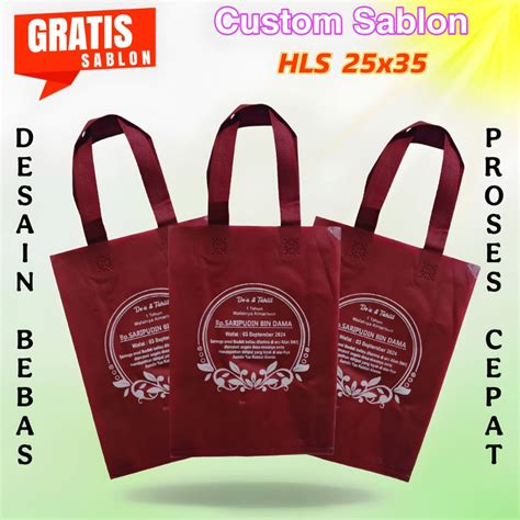 Jual Sablon Custom Tas Tas Spunbond Hls Ukuran 25x35 Sablon 1 Sisi 1 Warna Bisa Pilih