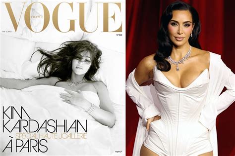 Kim Kardashian Dazzles In 700 Cartier Diamonds In Nude Vogue France