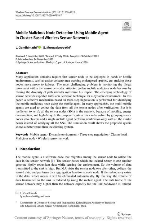 mobile malicious node detection using mobile agent in cluster based