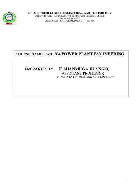 Cme384 Power Plant Engineering 2068864001 Cme384 Power Plant