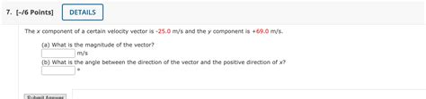 Solved The X Component Of A Certain Velocity Vector Is Chegg