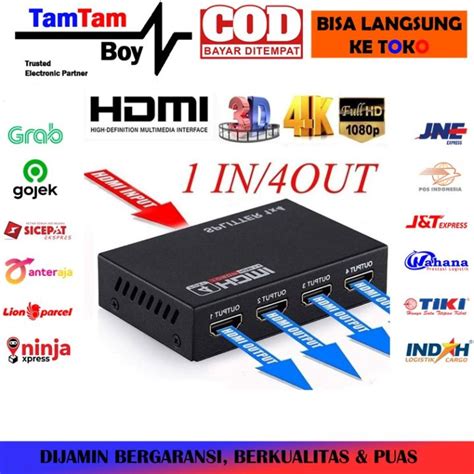 Hdmi Splitter 1in4 Pencabang 1 Input 4 Output Hd Split Box With Power Lazada Indonesia