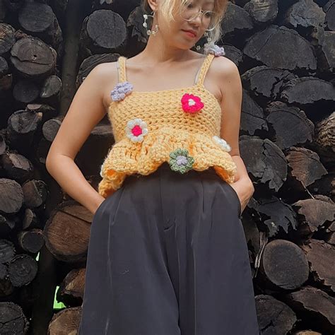 Crochet Tops Buttercup Top By Amblings Pattern Chunky Wool Flower