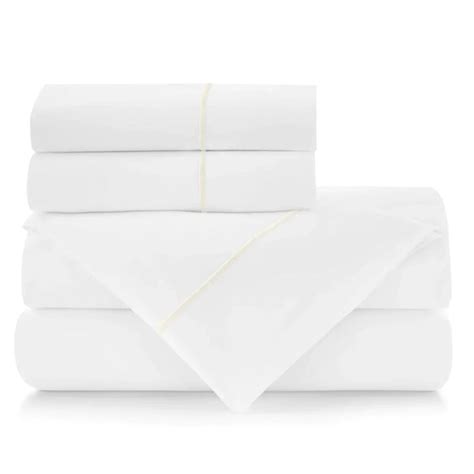 Buy Premium Cream Piping 400tc Percale Sheet Set Online At Bedlam