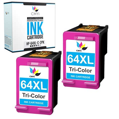 Cmyi 64xl Tri Color 2 Pack Ink Cartridges Compatible For Hp 64xl Envy