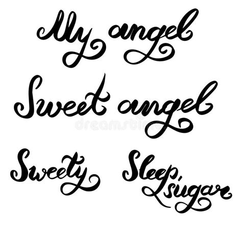 Angel Quotes Lettering Calligraphy Set Stock Vector Illustration Of