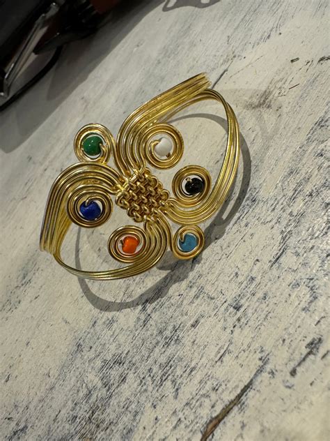 Brass Bangle With Beaded Design Nashona