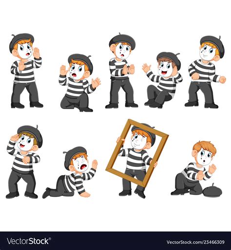A Collection Of Pantomime Boy Acts Royalty Free Vector Image