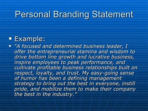 Sample Personal Branding Statements Sample Professionally Designed