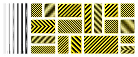 Premium Vector Warning Danger Signs Attention Banners With Metal